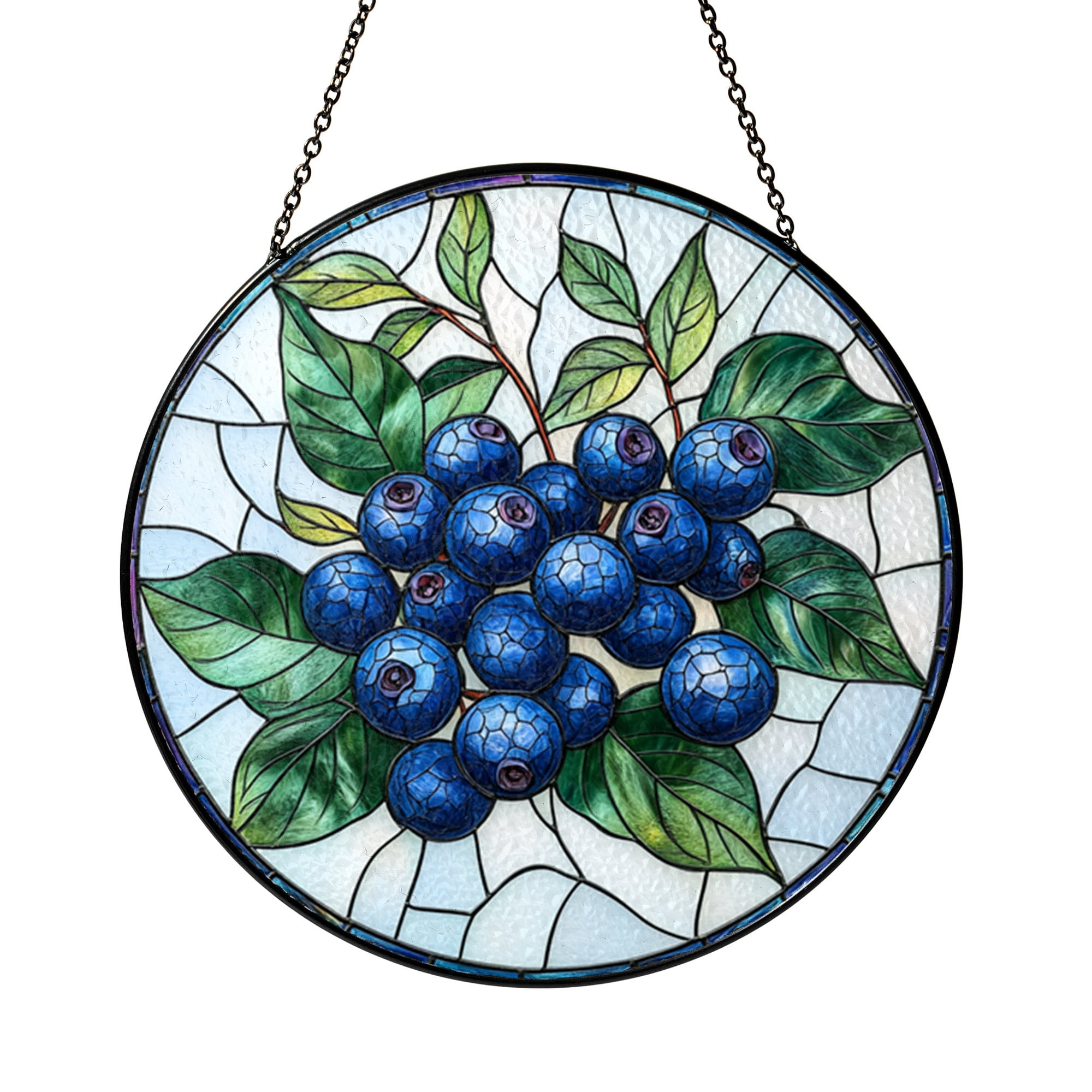 Blueberry Fruit Stained Glass Suncatcher, Summer Berry Window Hanging ...