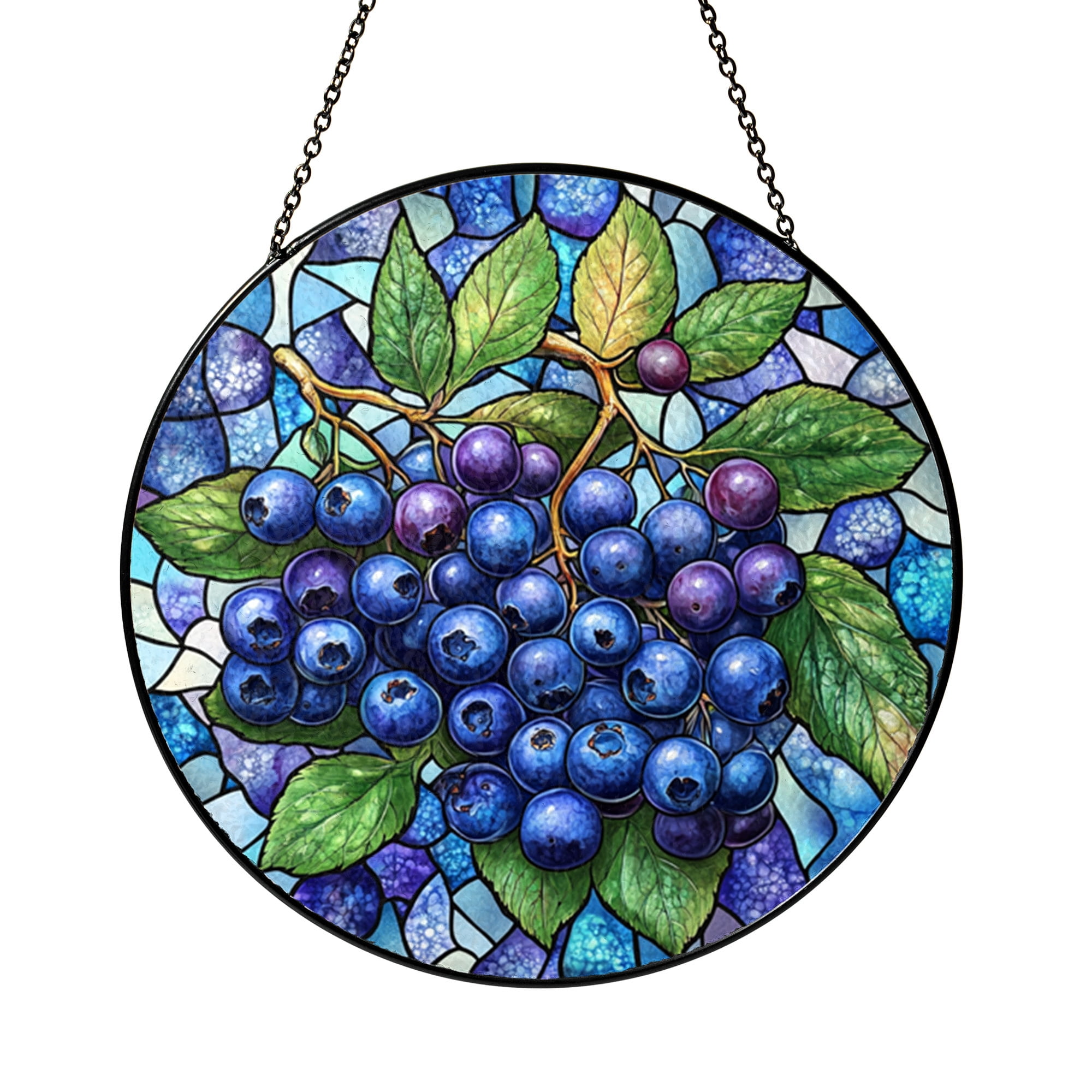 Blueberry Fruit Stained Glass Window Art, Kitchen Suncatcher Gift for ...