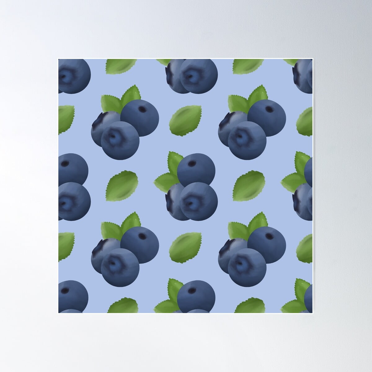 Blueberry Garden Blue Poster Wall Art, Modern Wall Decor For Living ...