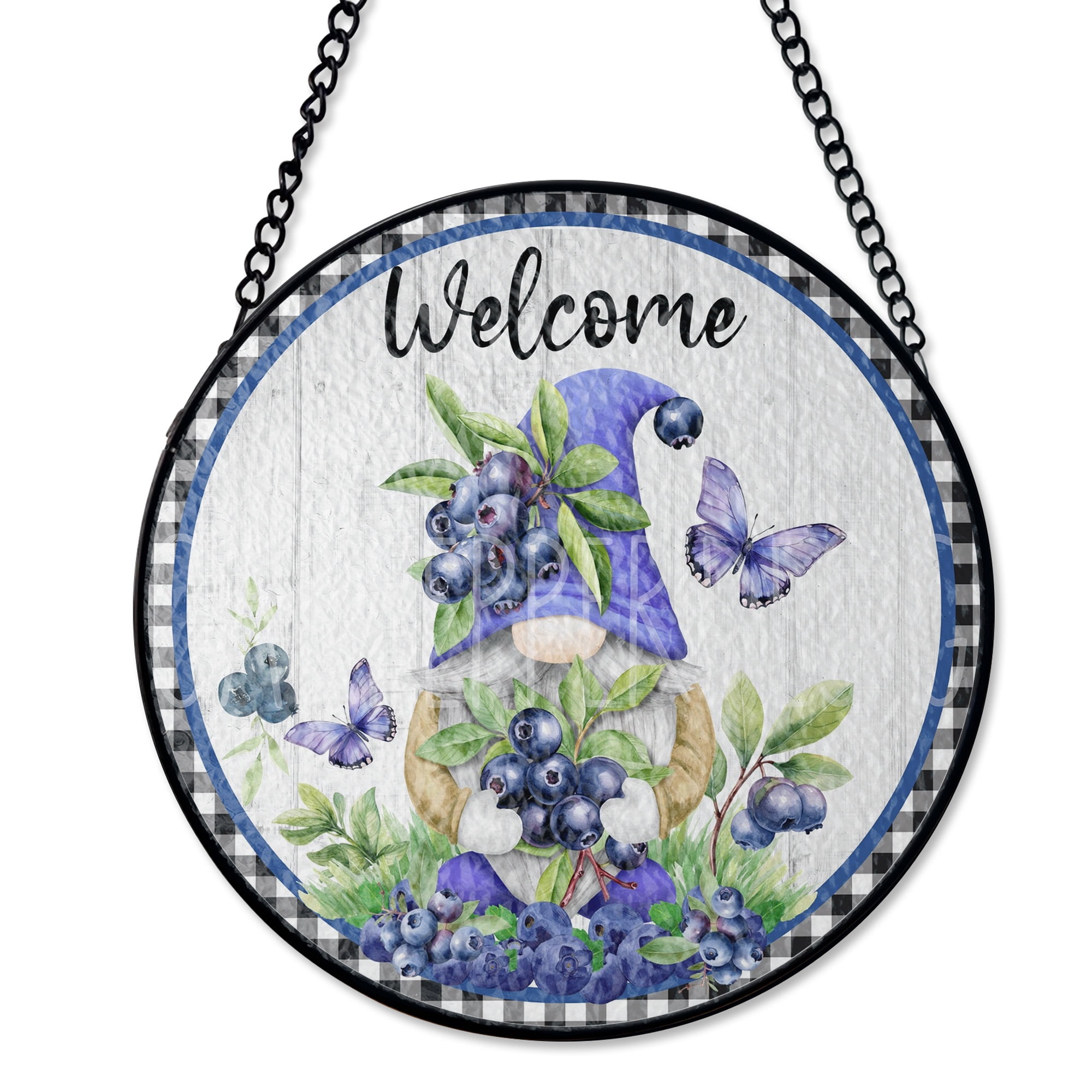 Blueberry Gnome Everyday Suncatcher Stained Glass Style UV Printed ...