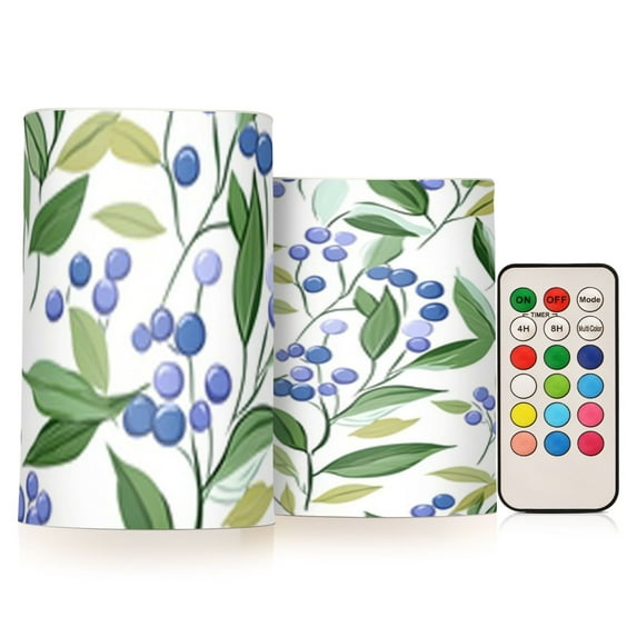 Blueberry Greens on White Background Flickering Flameless Candles ...