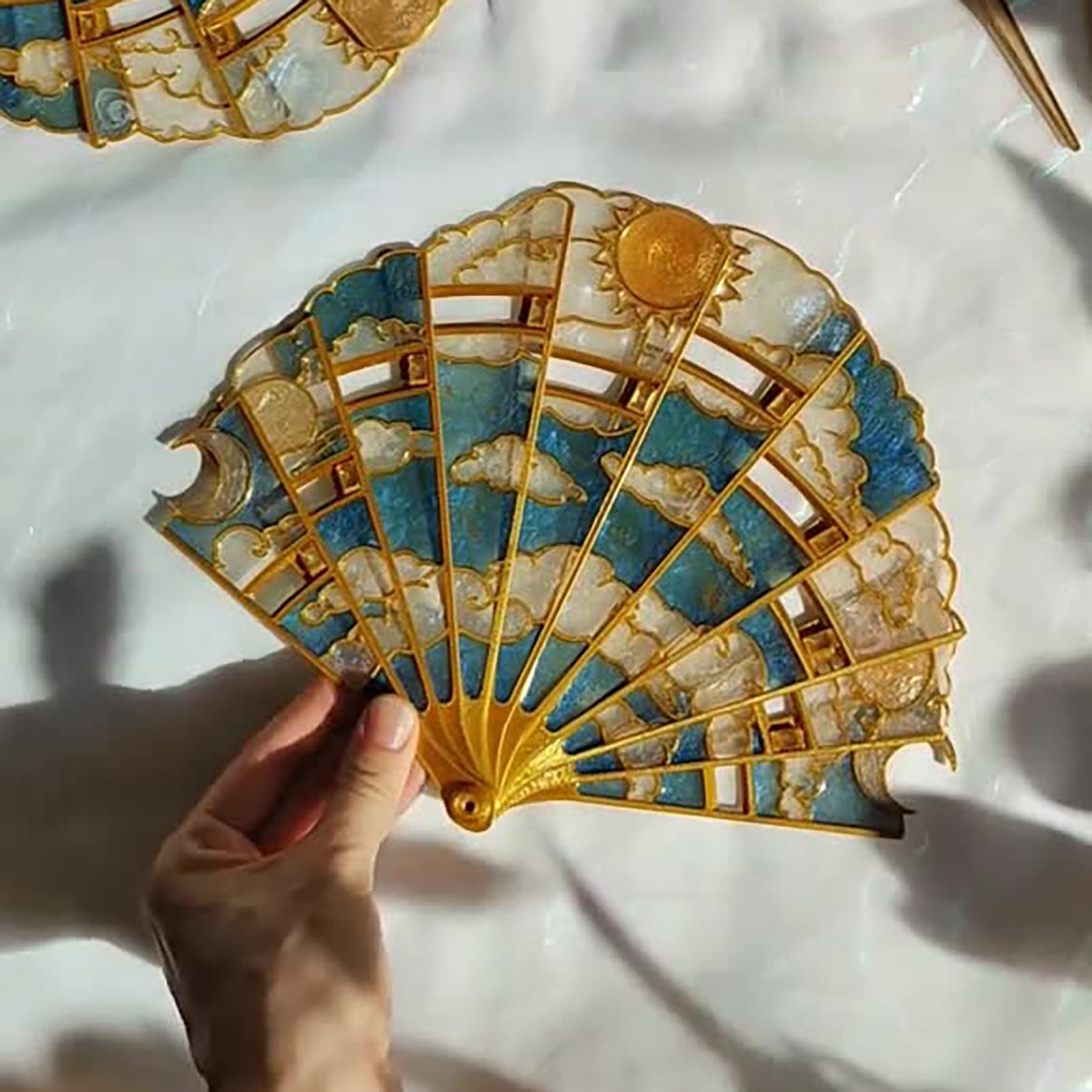 Blueberry Hand Fan for Women - Elegant 3D Printed Lifelike Vine Design ...