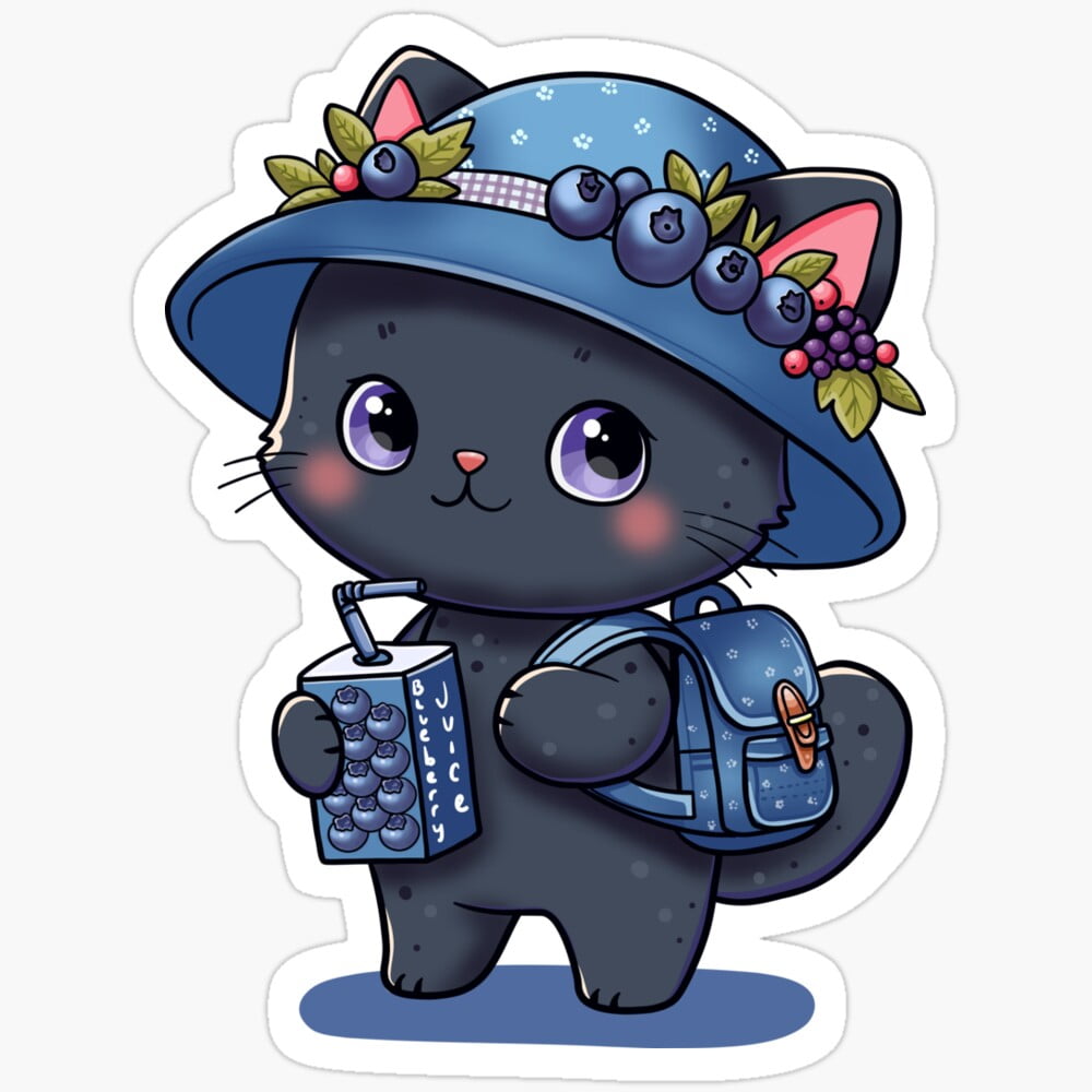 Blueberry Juice Kitty Sticker Phone Decal Water Bottle Stickers Car ...