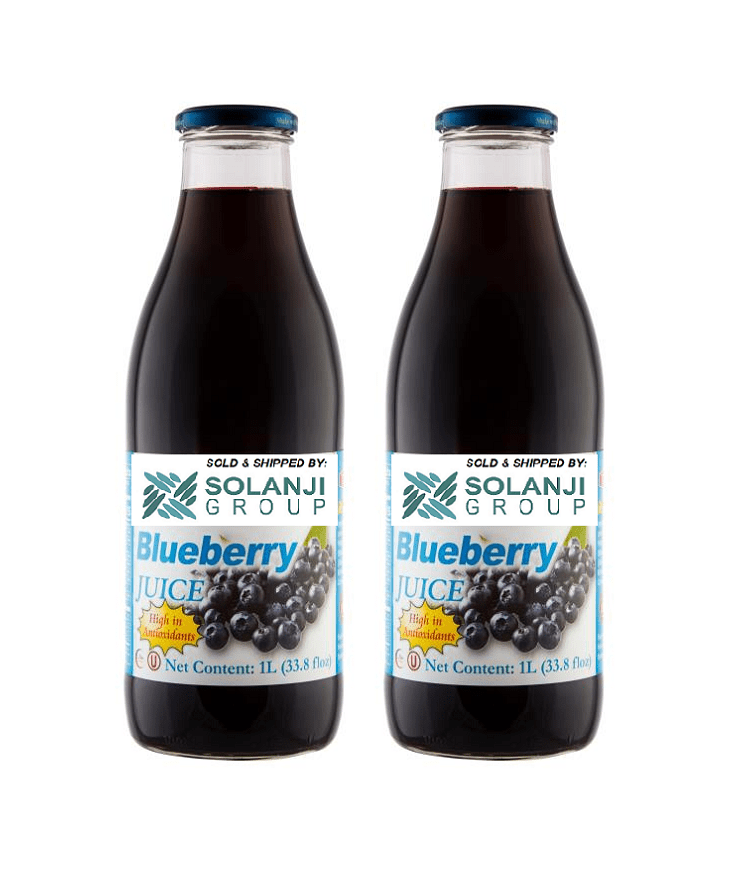 Blueberry Juice Net 33.8 fl.oz (1 Ltr.) - Two (2) Glass Bottles - High ...