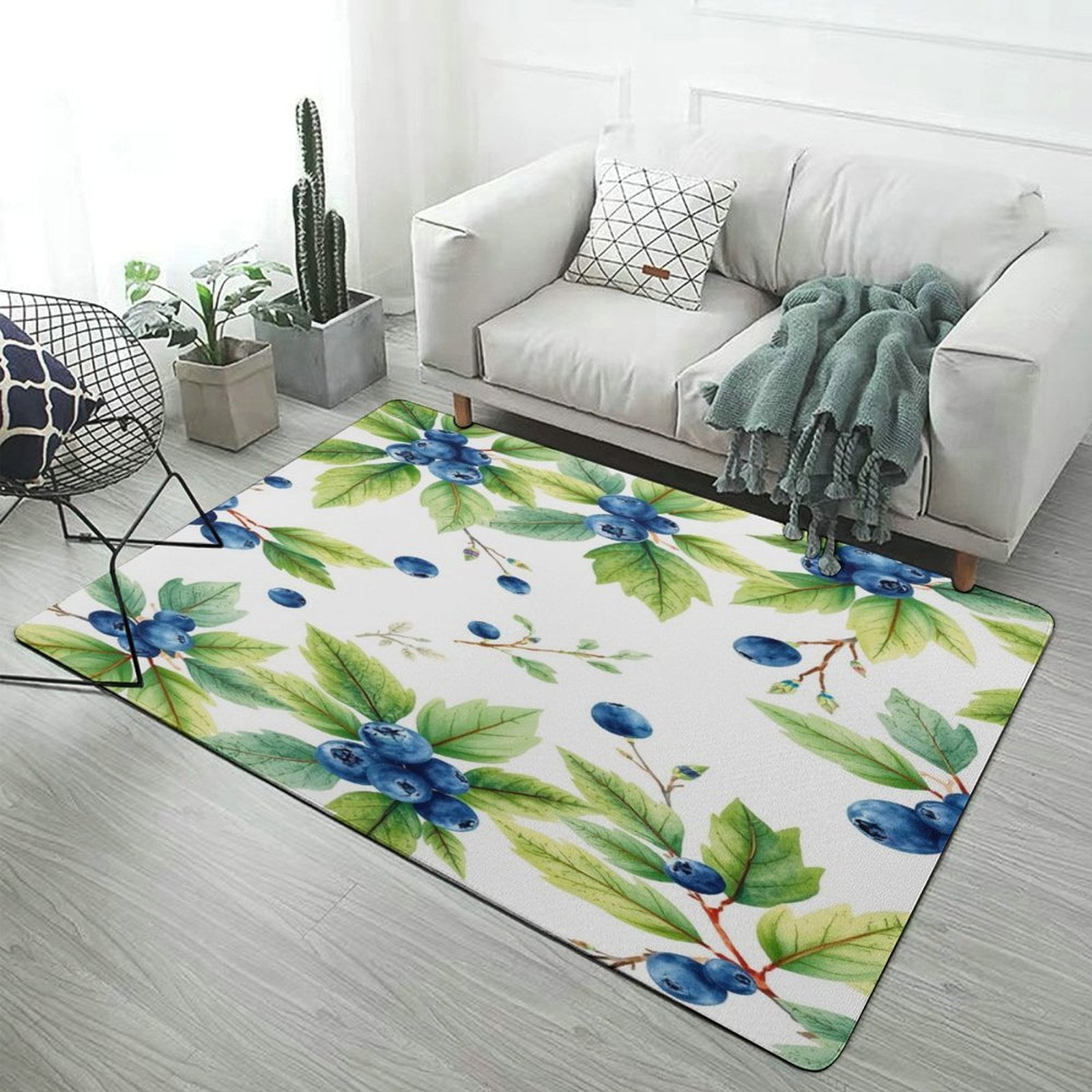 Blueberry Leaf Art Carpet Rug for Living Room Bedroom Rug Non-Slip ...