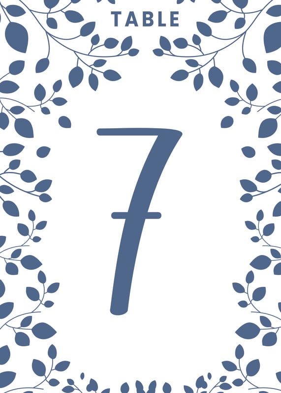 Blueberry Leaf Design Table Number Cards Double Sided Party Table ...