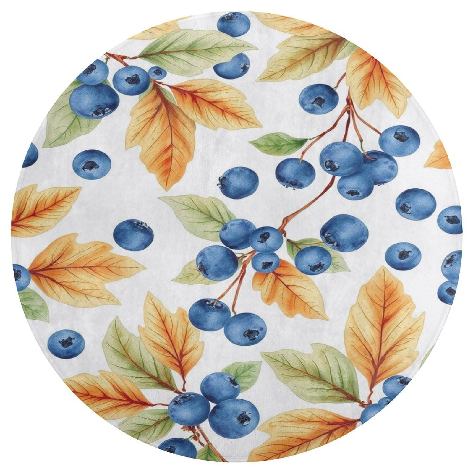 Blueberry Leaves Autumn Round Carpet Rug for Living Room Bedroom Chair ...