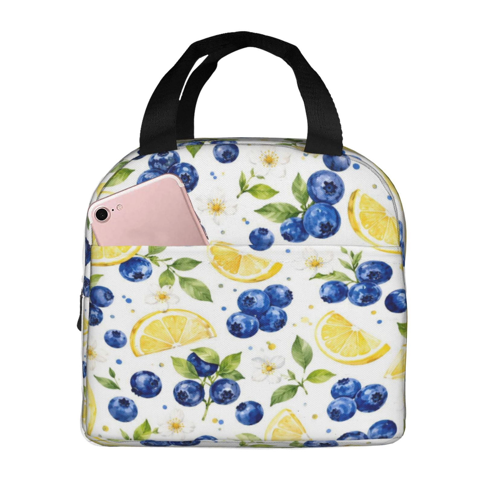 Blueberry Lemon Lunch Bag Reusable Thermal Lunch Box with Handle for ...
