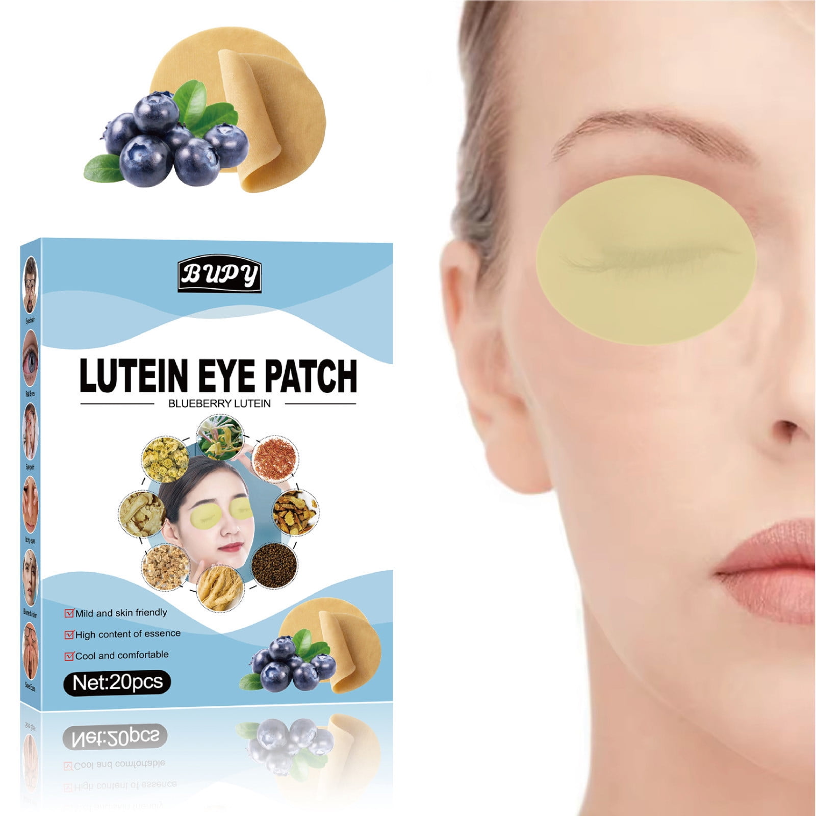 Blueberry Lutein Eye Patch | Non-Woven Cold Compress Eye Mask | Herbal ...