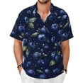 Blueberry Men's Shirts Short-Sleeved with All-Over Prints Button-Up ...