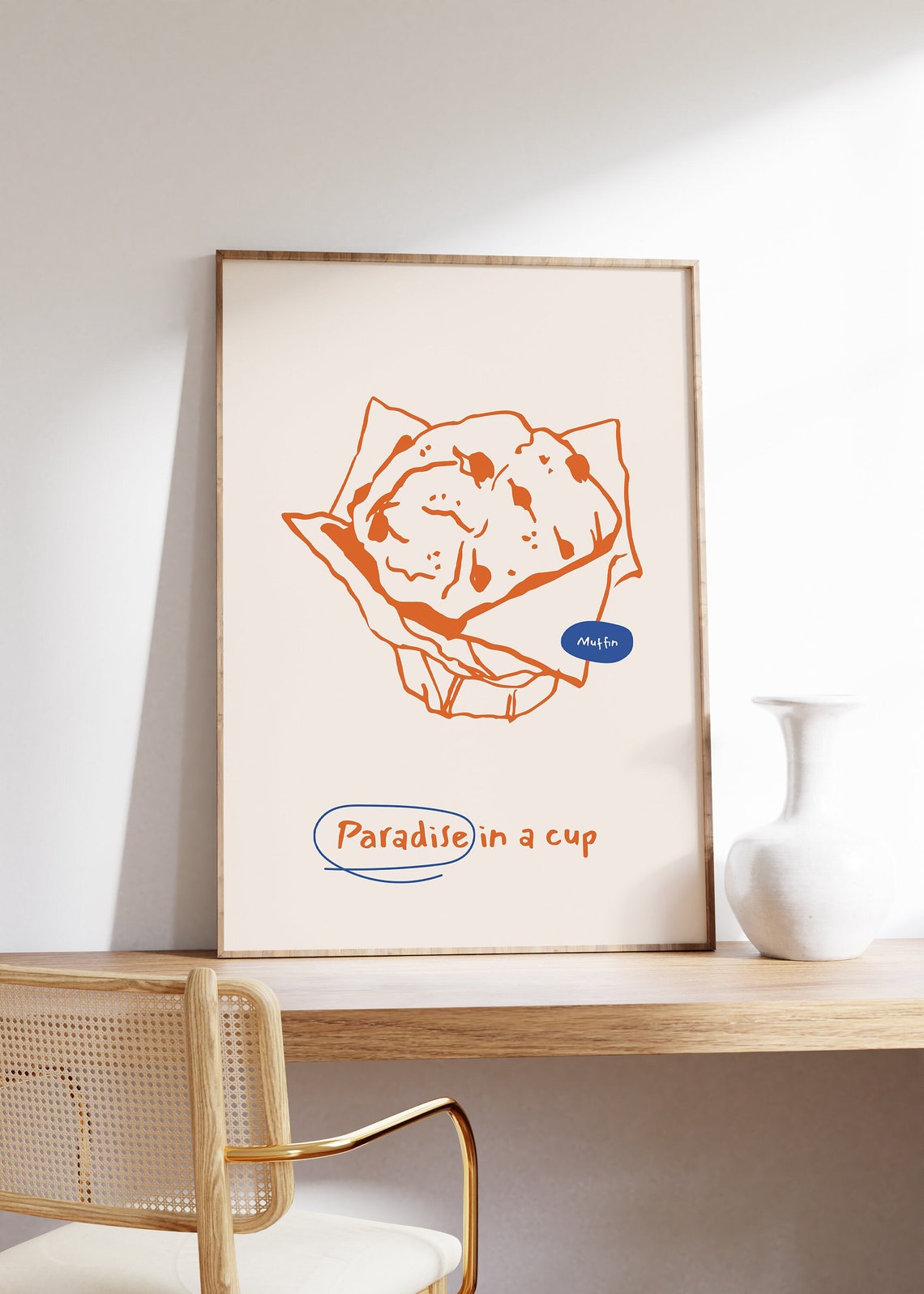 Blueberry Muffin Print, Retro Kitchen Wall Art, Cute Cooking Art, Funky ...