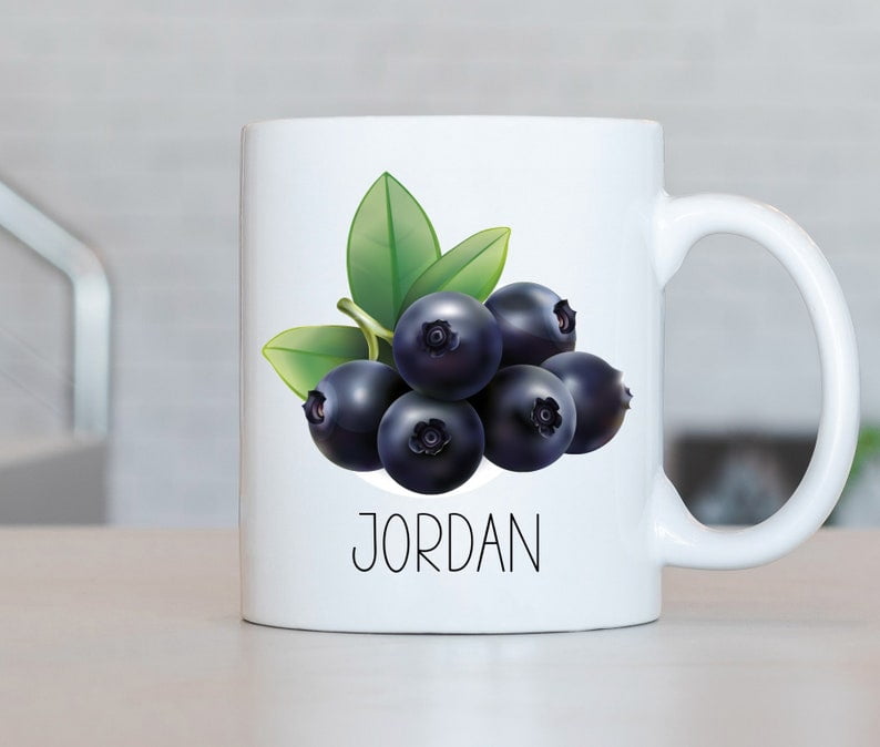 Blueberry Mug, PerS1onalized Blueberry Coffee Cup, Blueberry Present ...