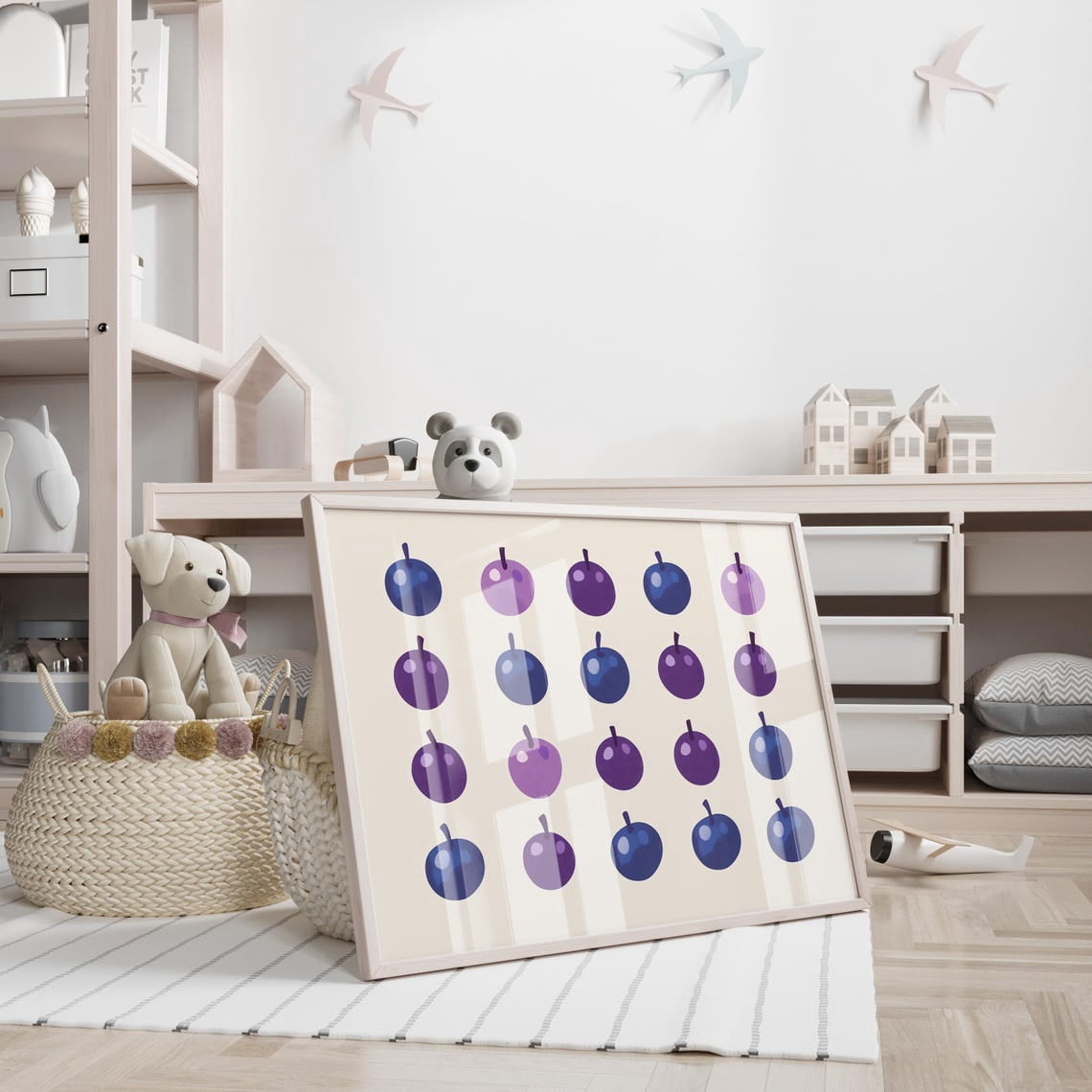 Blueberry Nursery Art Modern Fruit Print Wall Decor Unframed Paper ...