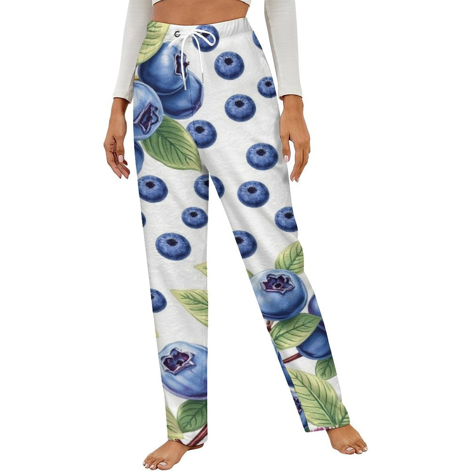 Blueberry Pattern Background Flannel Pajamas Women's Autumn And Winter ...