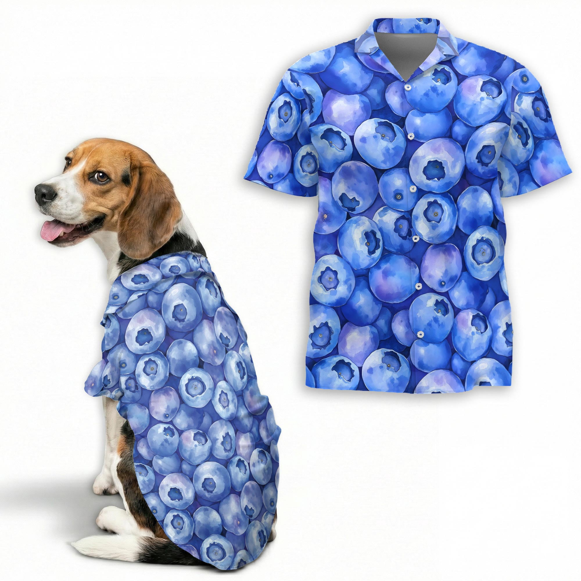 Blueberry Pattern Hawaiian Shirt for Men and Dogs, Blueberry Fruit ...