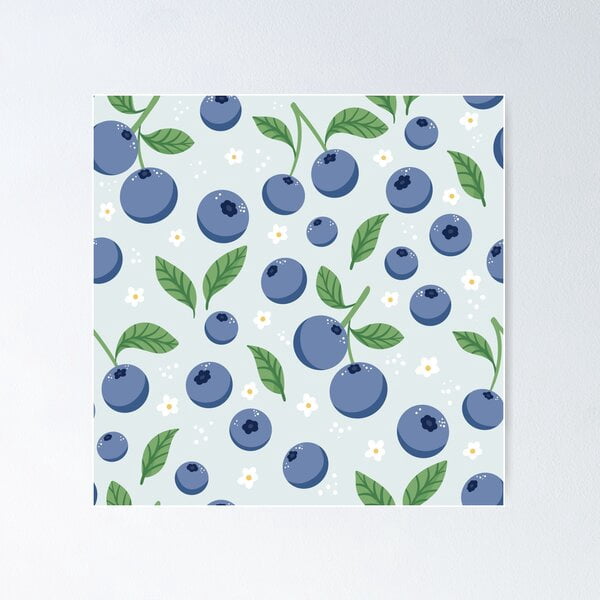 Blueberry Pattern Poster Wall Art, Modern Wall Decor For Living Room ...