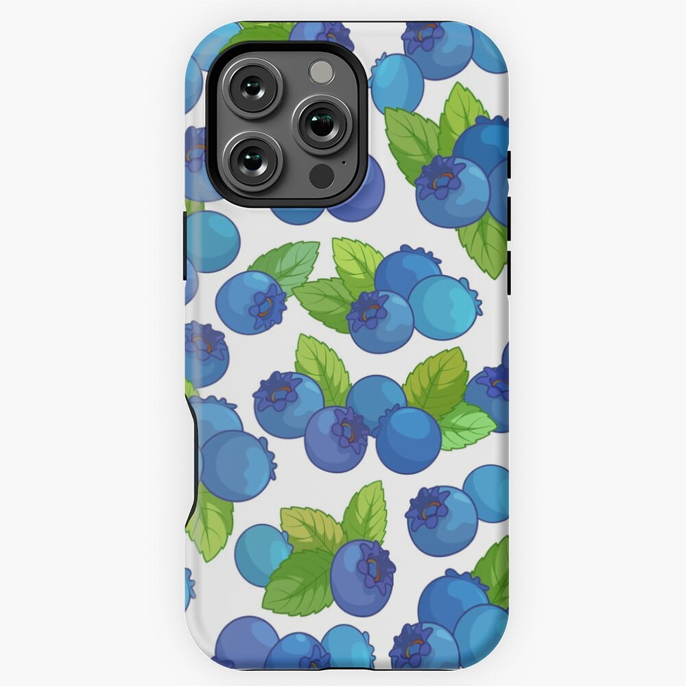 Blueberry Pattern on White Botanical Design Phone Case Compatible ...
