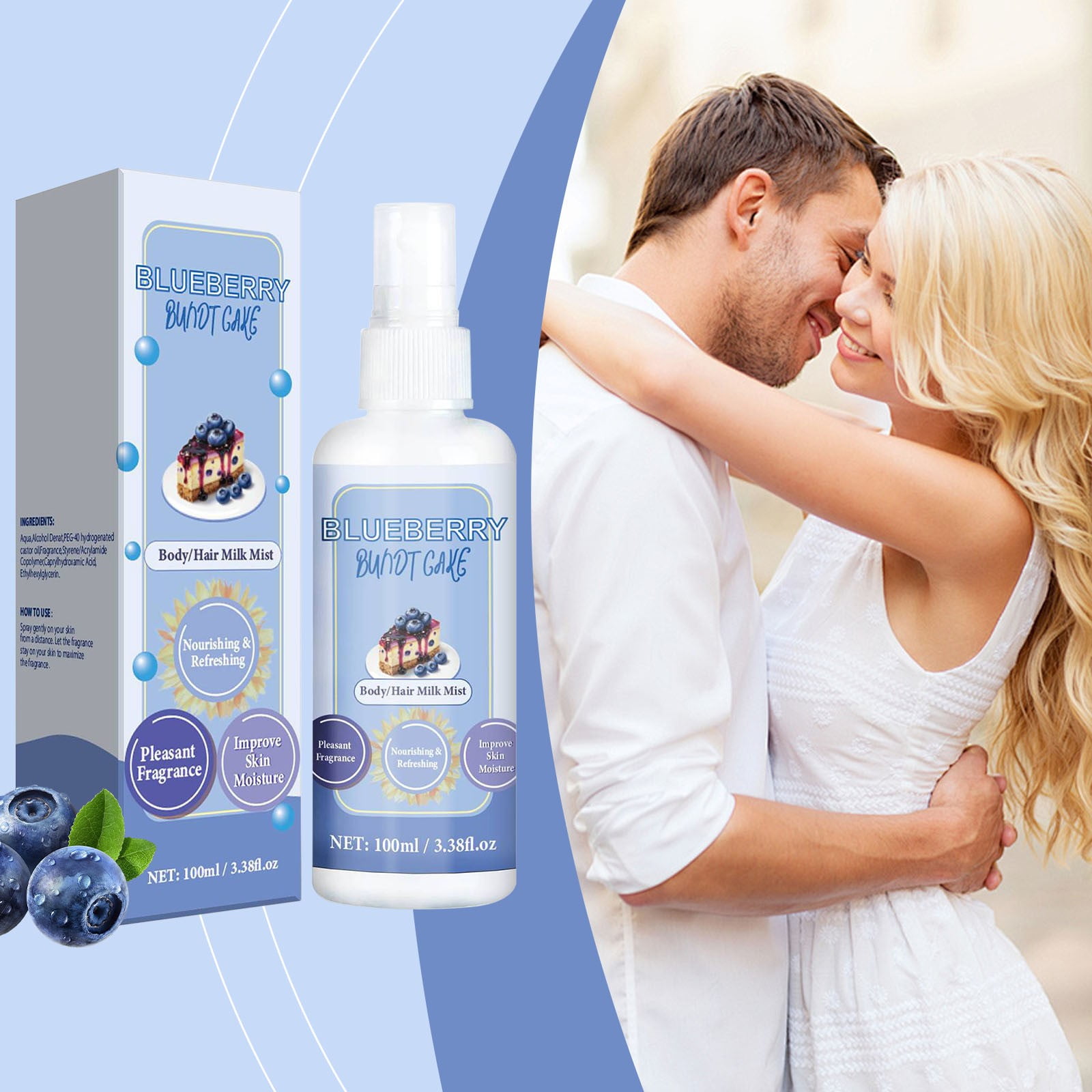 Blueberry Perfume Spray, Fresh and Lasting Blueberry Body Mist, 100ml ...