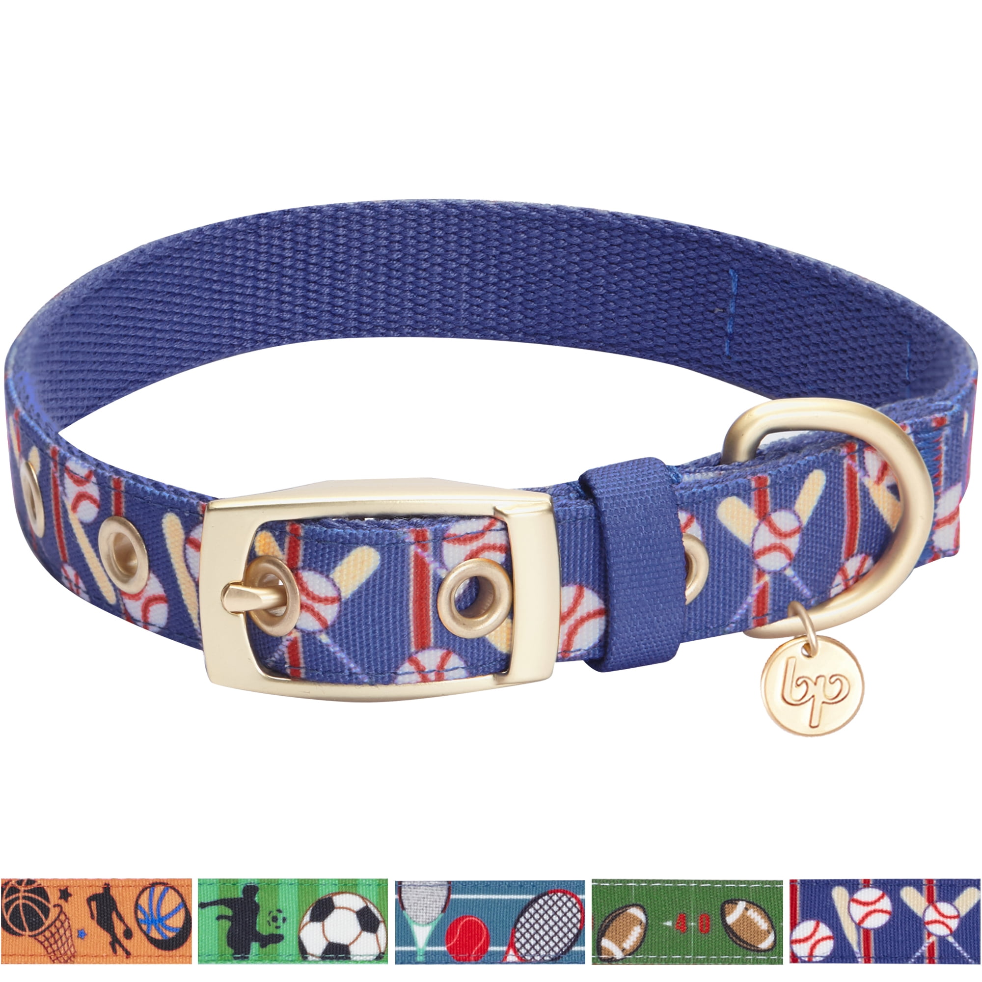 Blueberry Pet Sports Fan Baseball Canvas Adjustable Dog Collar with ...