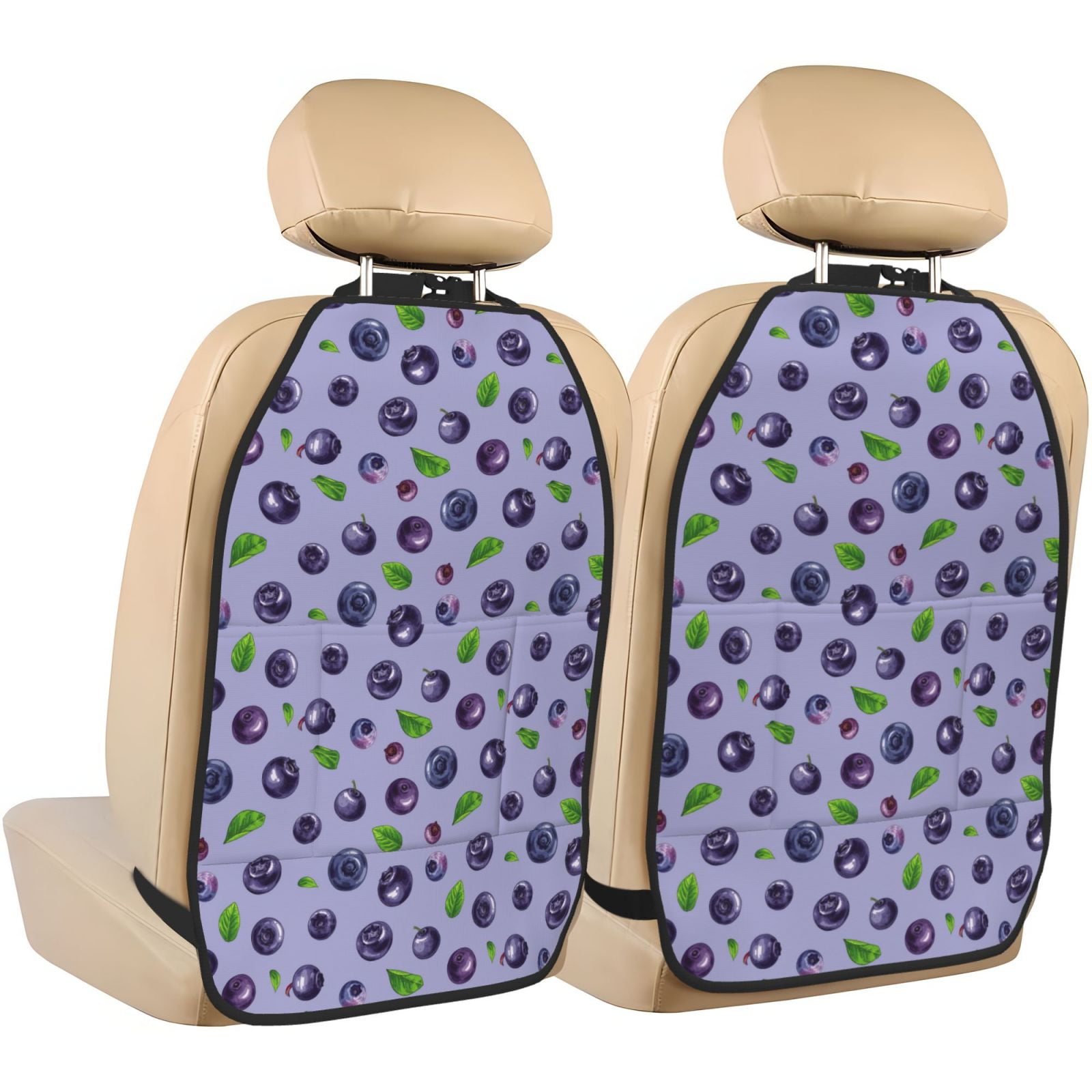 Blueberry Print funny Backseat Car Organizer, 2 Pack Kick Mats Back ...