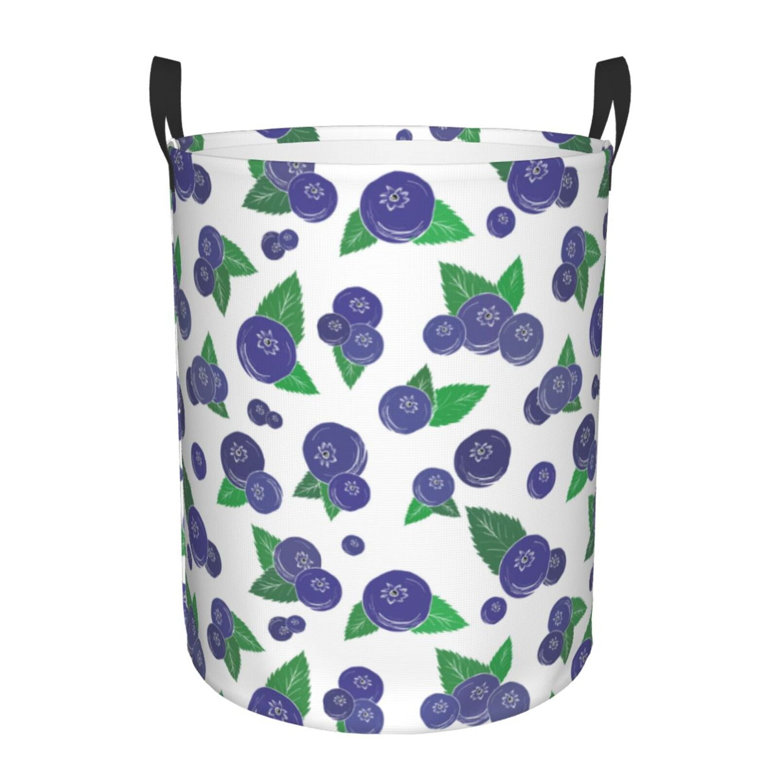Blueberry Print green Laundry Basket with Handles - Freestanding ...