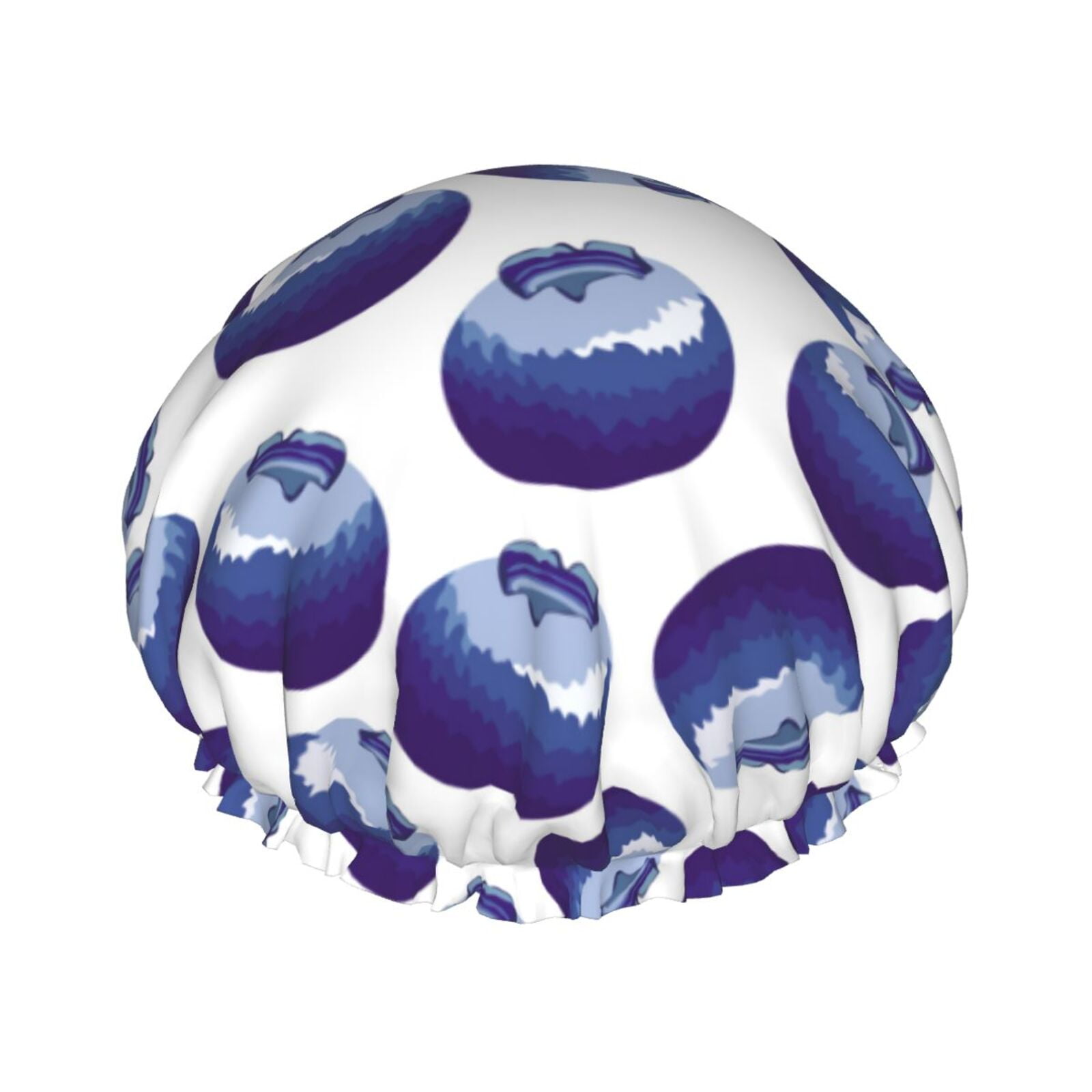 Blueberry Print white Shower Cap, Reusable Bath Hair Hat for all Hair ...