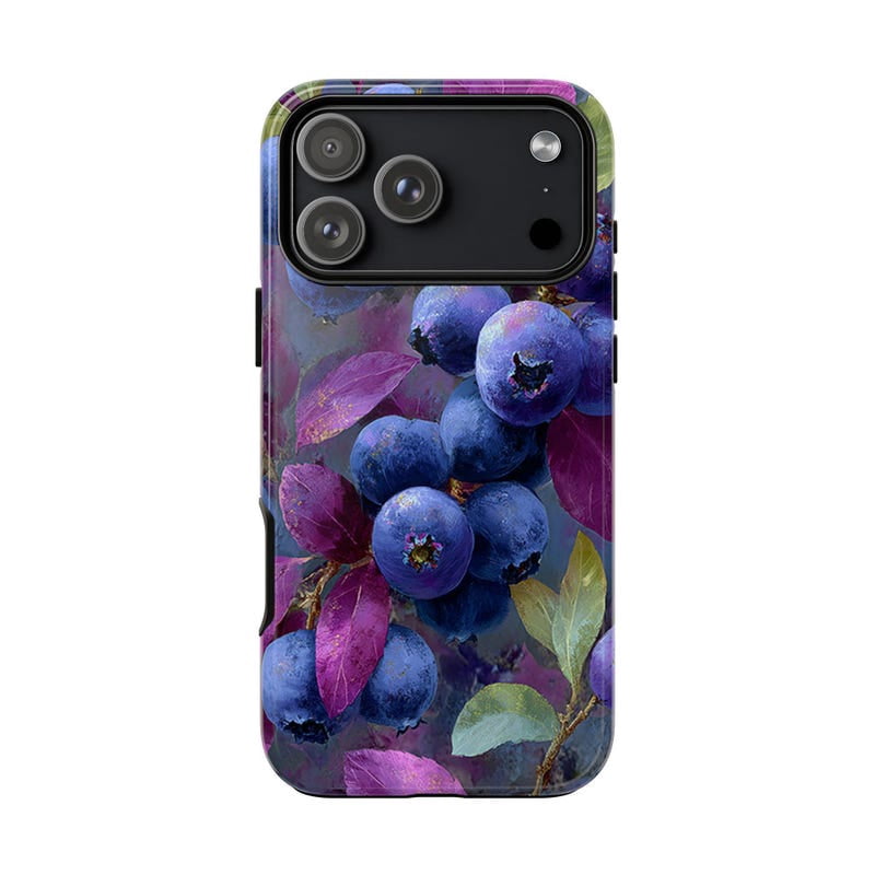 Blueberry Purple Blue Radiant Fruit Art Case with iPhone 17 to 11 Pro ...