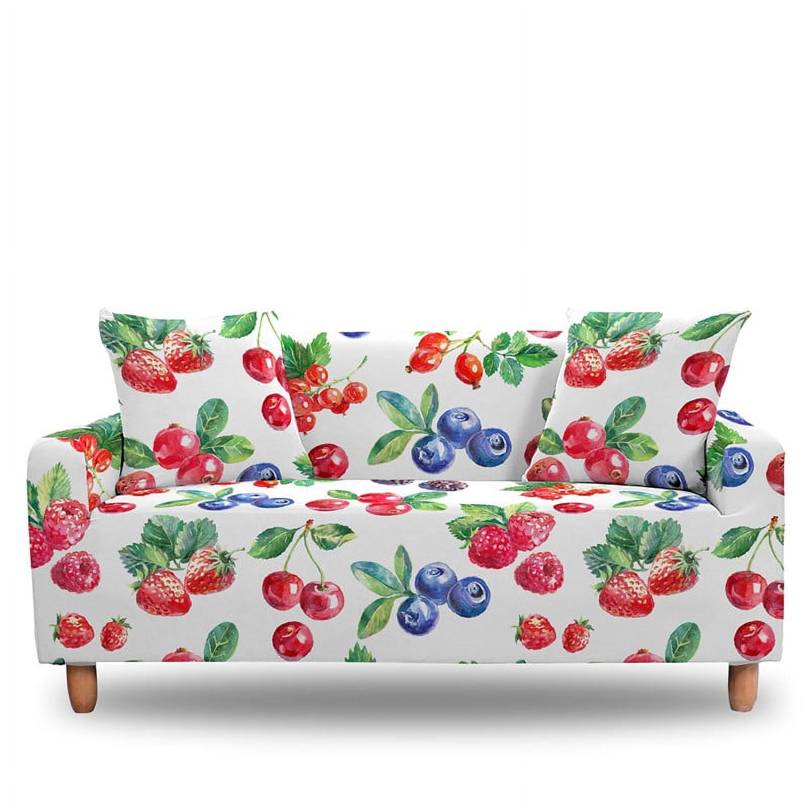 Blueberry Raspberry Illustration Printing Slipcovers 1/2/3/4 Seater ...