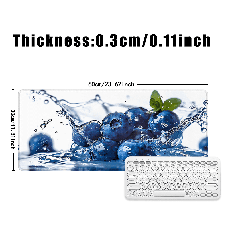 Blueberry Splash Design Mouse Pad 31.5 x 11.82 Inches Rubber Desk ...