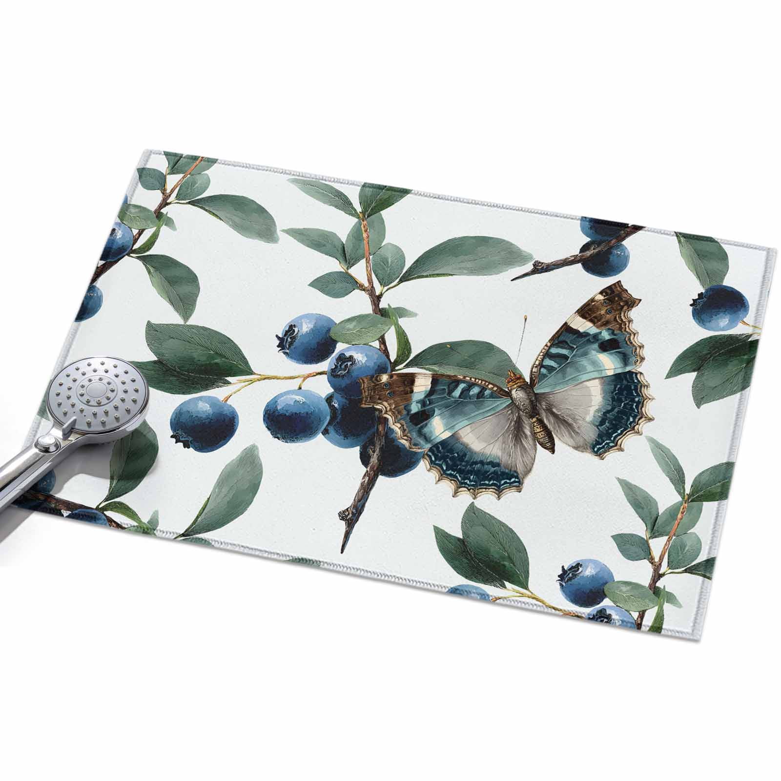 Blueberry Spring Leaves Entryway Rug 2x3ft Washable Non Slip Bathroom ...