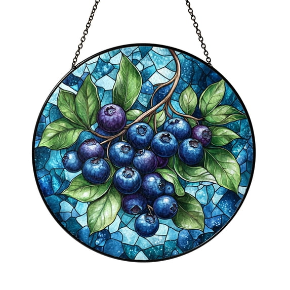 Blueberry Stained Glass Suncatcher – Bilberry and Huckleberry Design ...