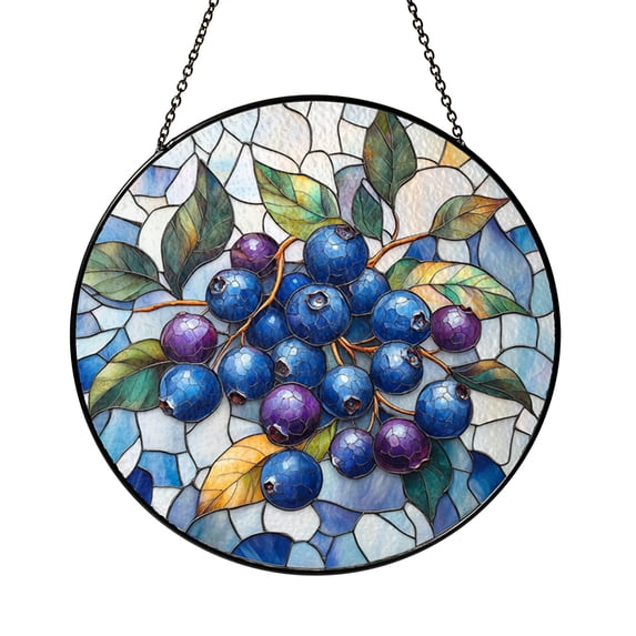 Blueberry Stained Glass Suncatcher – Garden Fruit Window Hanging ...