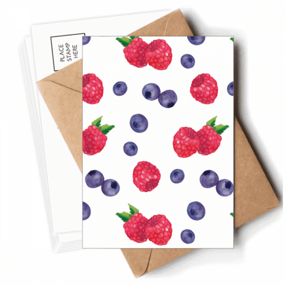 Blueberry Strawberry Fruit Illustration Pattern Postcards Envelopes ...