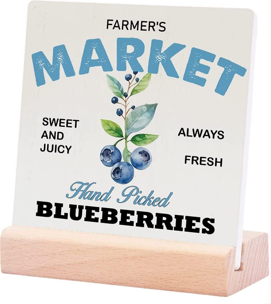 Blueberry Table Sign Rustic Farmer's Market Blueberry Ceramic Table ...