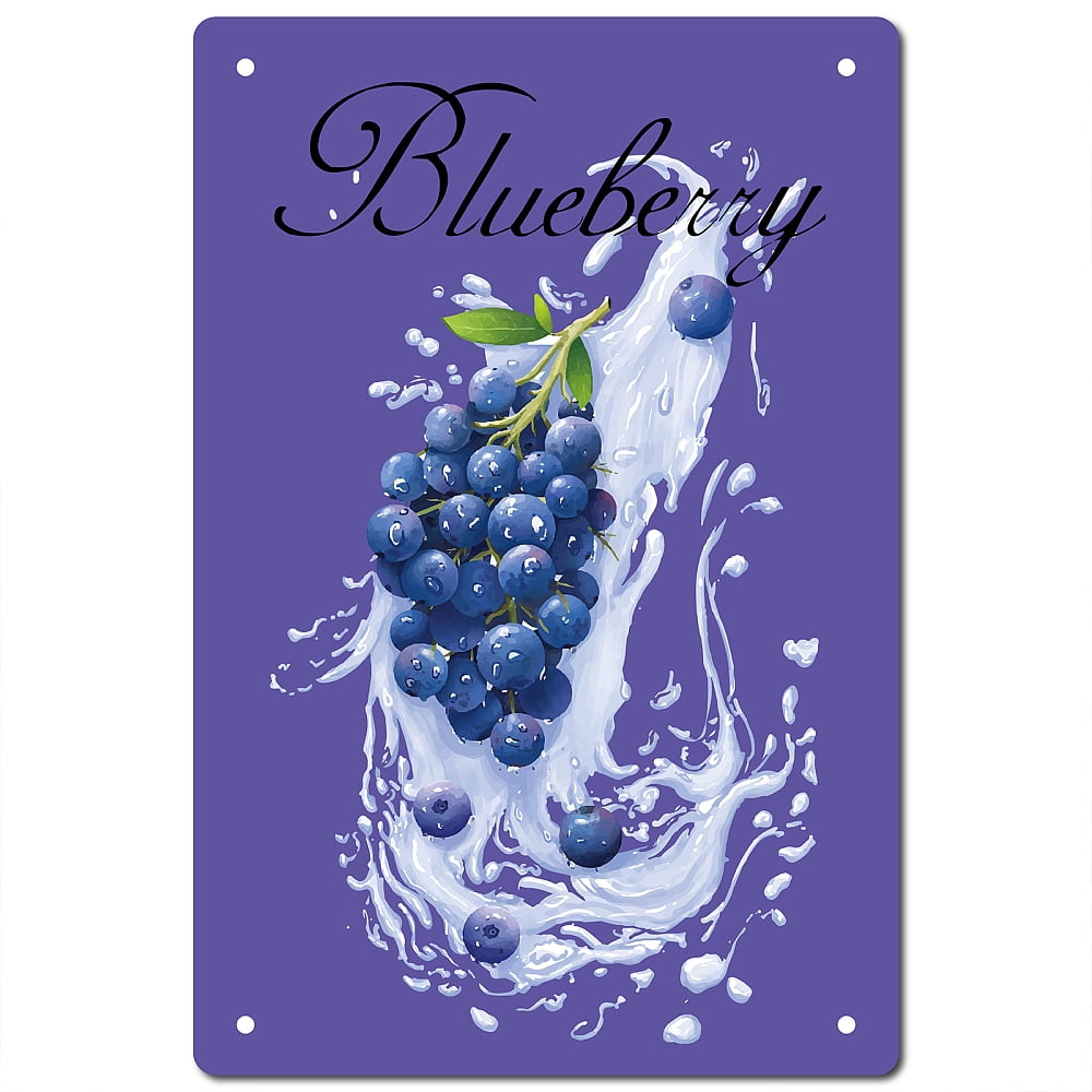 Blueberry Tin Sign Vintage Fresh Fruit Metal Tin Sign Retro Iron Poster ...
