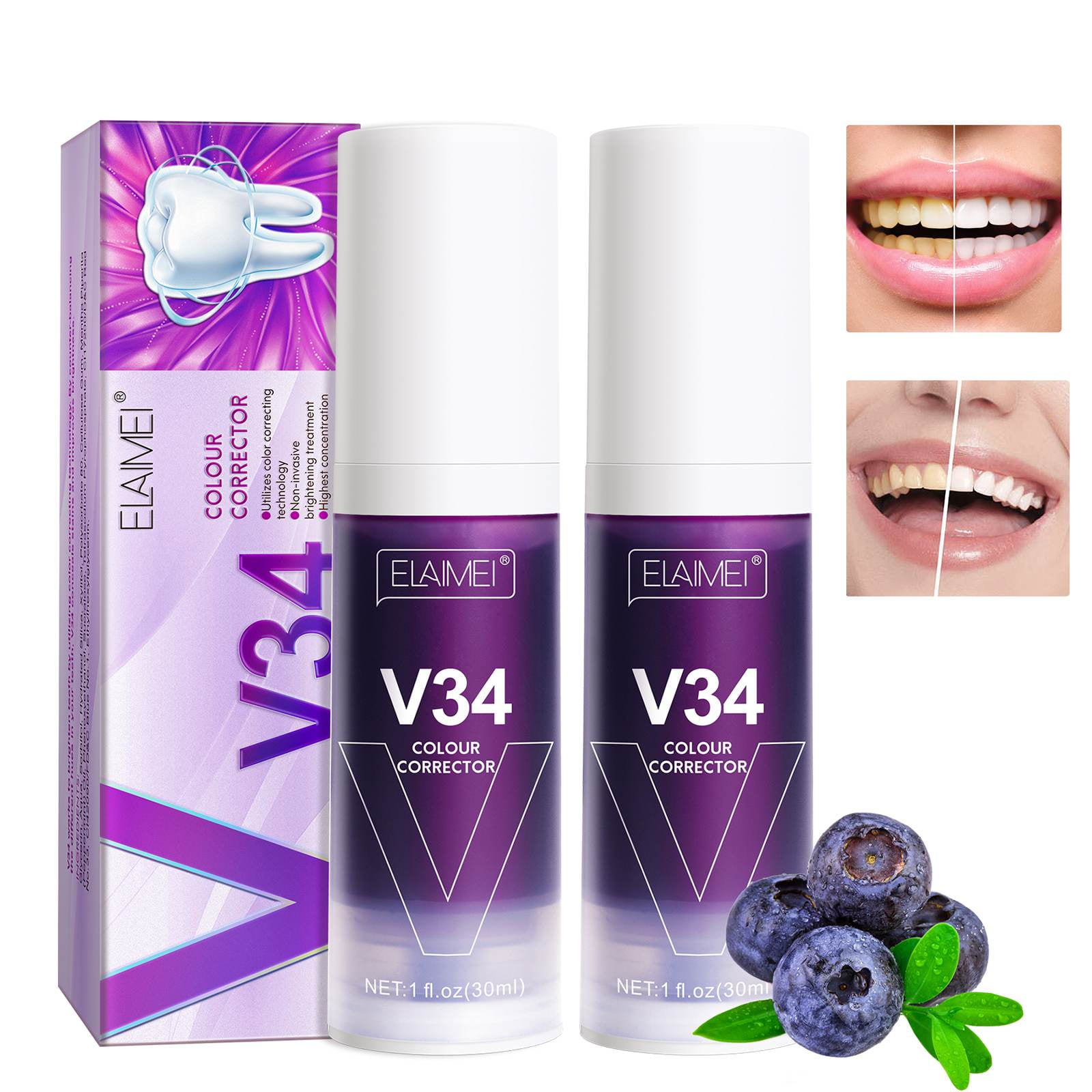 Blueberry Toothpaste,Teeth Whitening Pack, Helps Remove Tea, Coffee ...