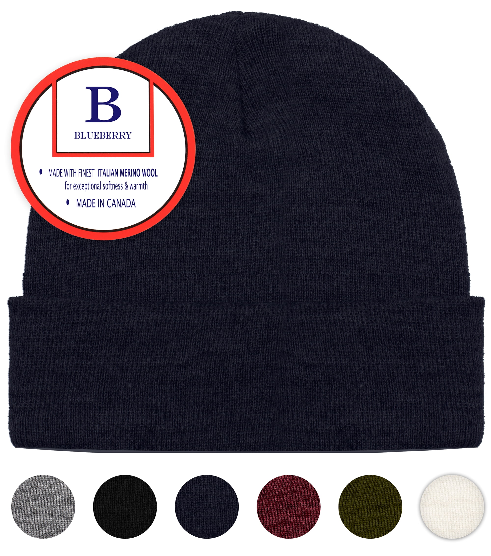 Blueberry Uniforms Navy Merino Wool Beanie Hat -Soft Winter and ...