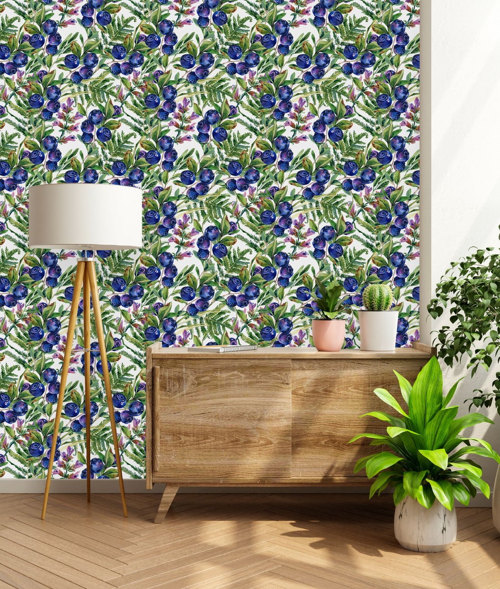 Blueberry Wallpaper Peel-and-Stick - 25"W x 225"H - Walmart.com