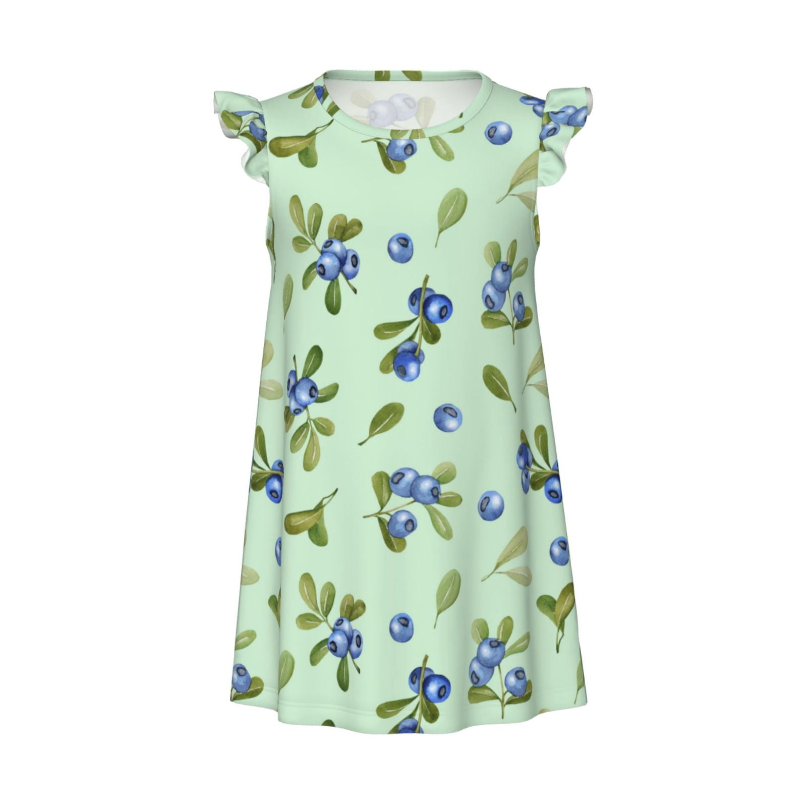 Blueberry berry Print Girls Nightgowns, Pajamas for Girls, Soft Flutter ...
