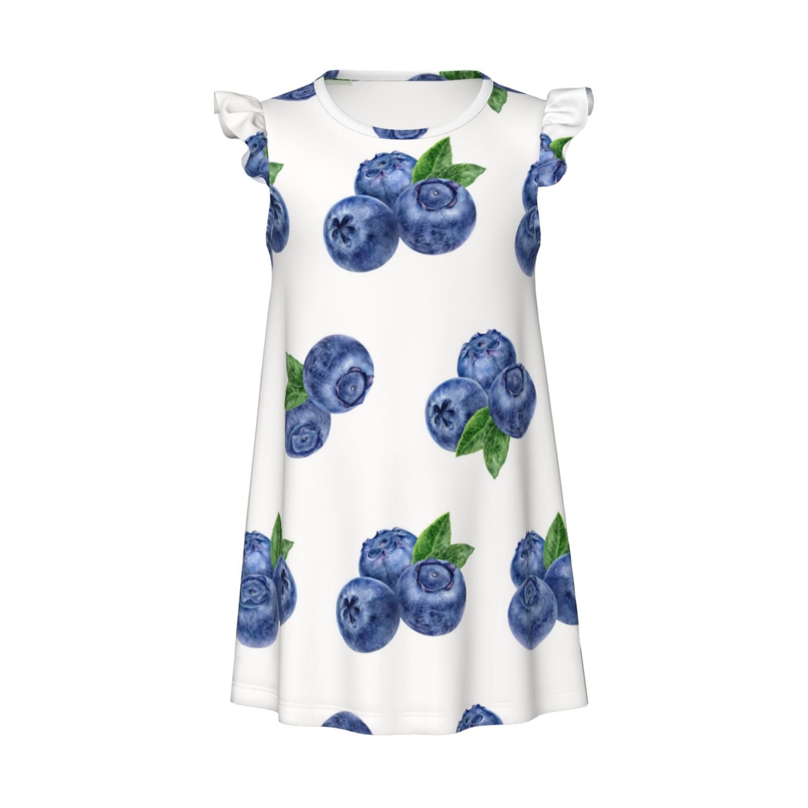 Blueberry pattern Girls Nightgowns, Flutter Sleeve Pajamas Nightdress ...