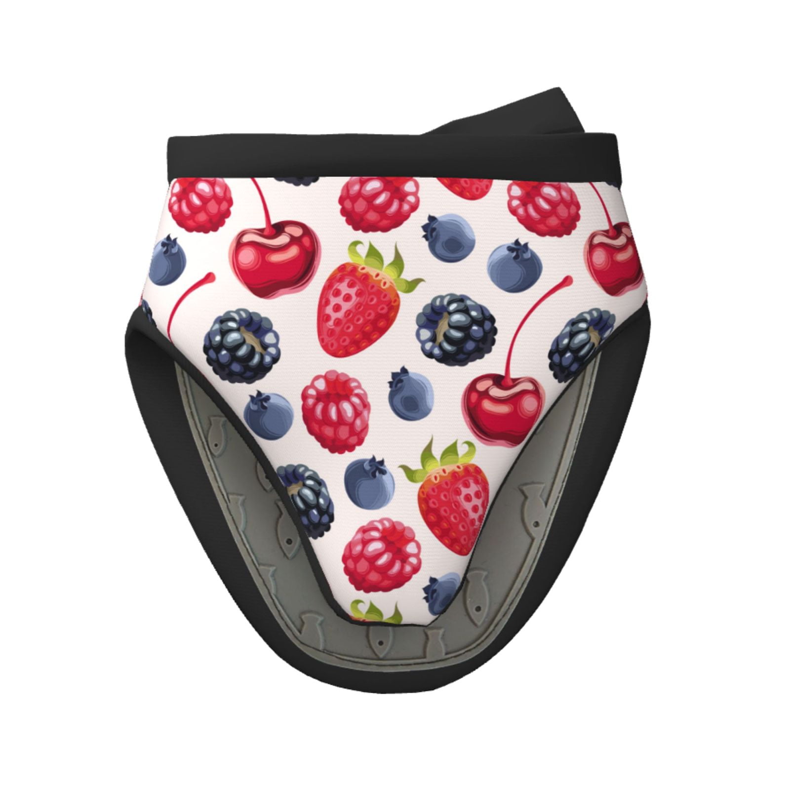 Blueberry red Print Oven Mitts Heat Resistant with Hanging Loop, Soft ...