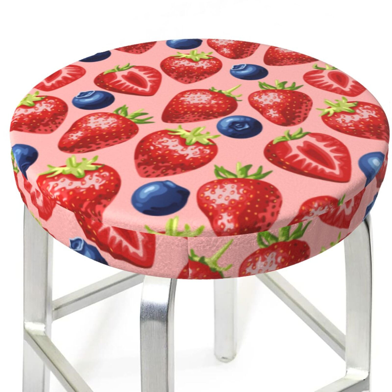 Blueberry strawberry Print Bar Stool Covers Round - Washable Round Seat ...