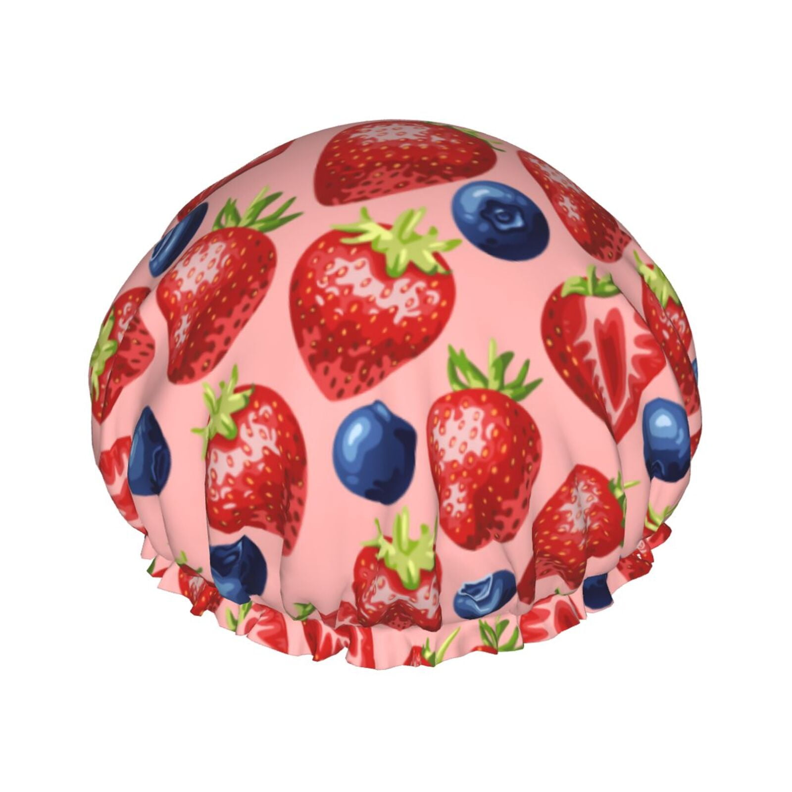 Blueberry strawberry Print Shower Cap, Reusable Bath Hair Hat for all ...