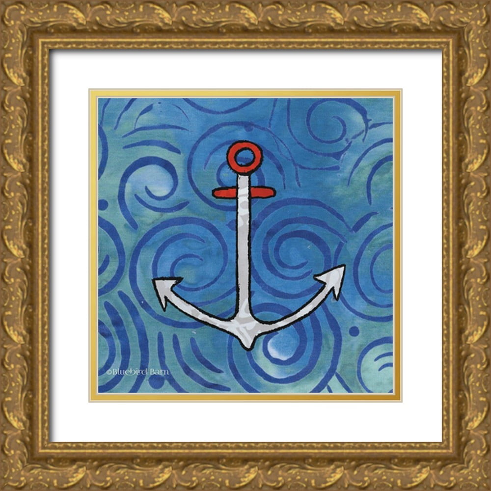 Bluebird Barn 12x12 Gold Ornate Wood Framed with Double Matting Museum ...