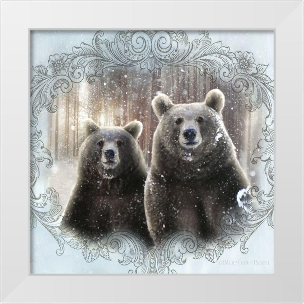 Bluebird Barn 20x20 White Modern Wood Framed Museum Art Print Titled - Enchanted Winter Bears ...