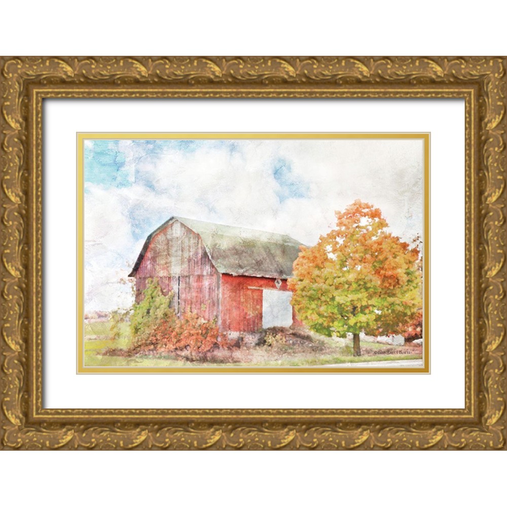 Bluebird Barn 24x17 Gold Ornate Wood Framed with Double Matting Museum ...