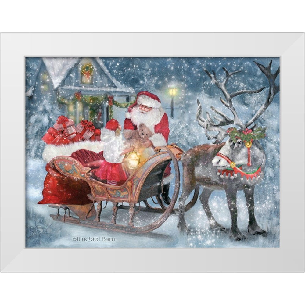 Bluebird Barn 24x19 White Modern Wood Framed Museum Art Print Titled - Santas Little Helper ...