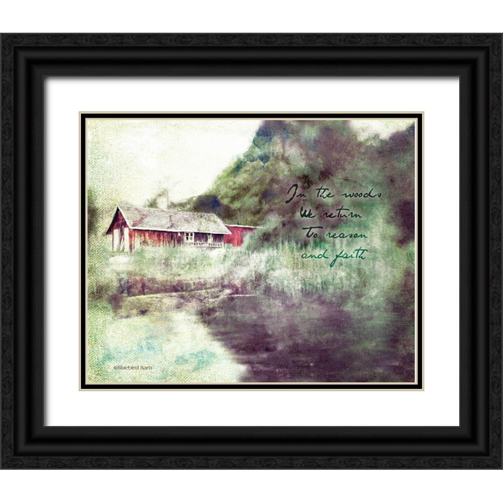 Bluebird Barn 31x26 Black Ornate Wood Framed with Double Matting Museum ...