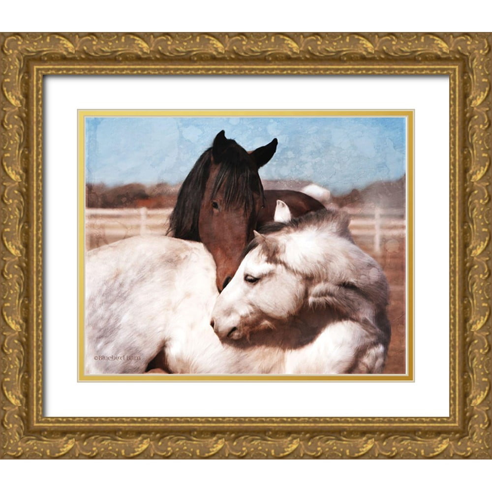 Bluebird Barn 31x26 Gold Ornate Wood Framed with Double Matting Museum ...