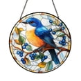 Bluebird Bird Nature Scene Stained Glass Style Window Hanging ...